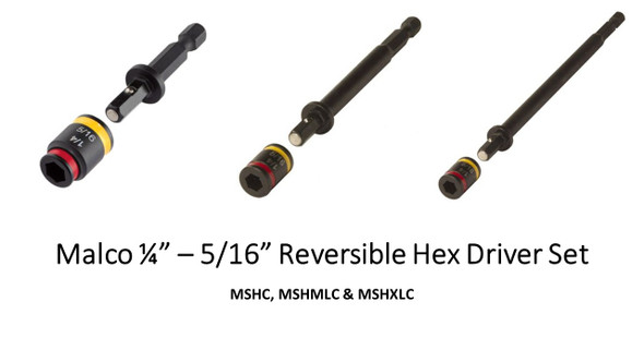 Malco Dual Sided Reversible Hex Driver 6", 1/4"-5/16" (MSHXLC)