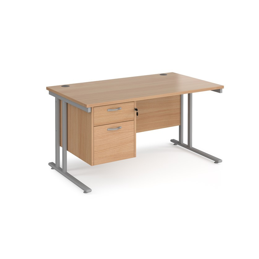 Maestro Fixed 2 Drawer Pedestal Cantilever Desk Workstation - Bentons ...