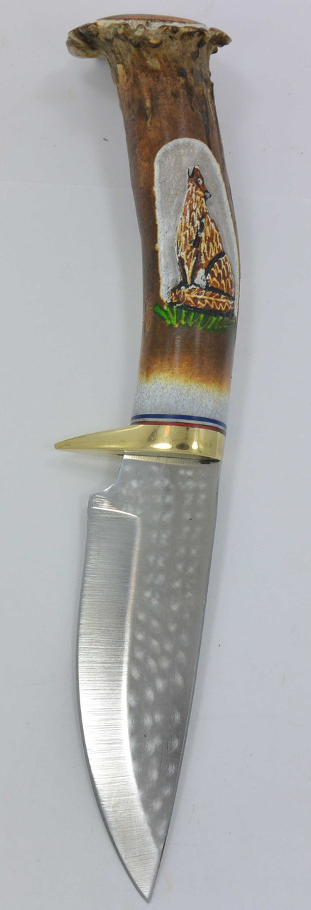 Ken Richardson Gen. Antler Hunting Knife Wolf 4 Inch Blade Made in USA ...