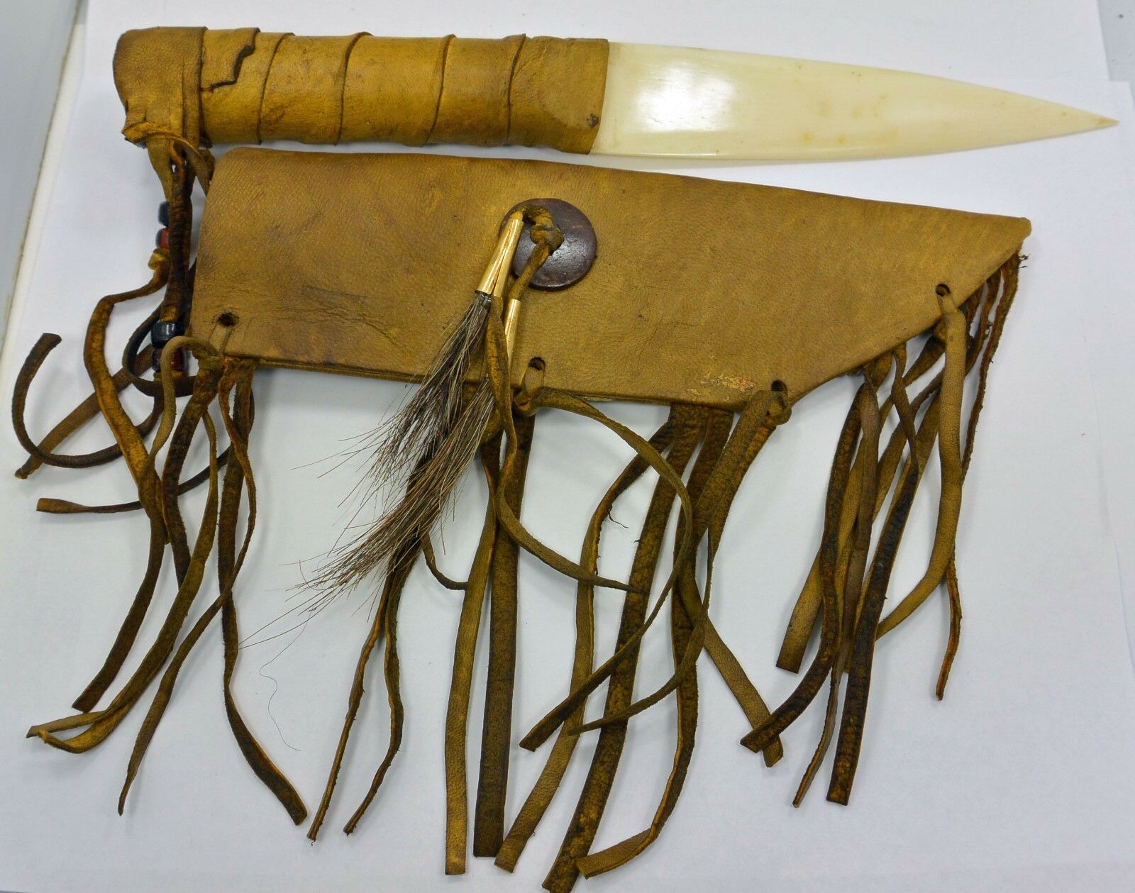 Bone Blade Knife w/ Leather Sheath Native American Artist Curtis Bitsui ...