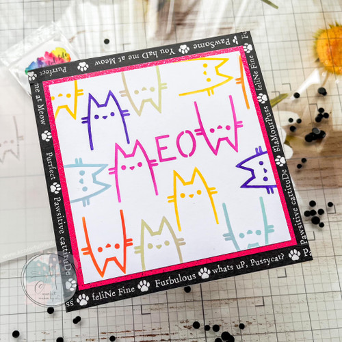 Two Cat Meow Stencil - A Colorful Life Designs