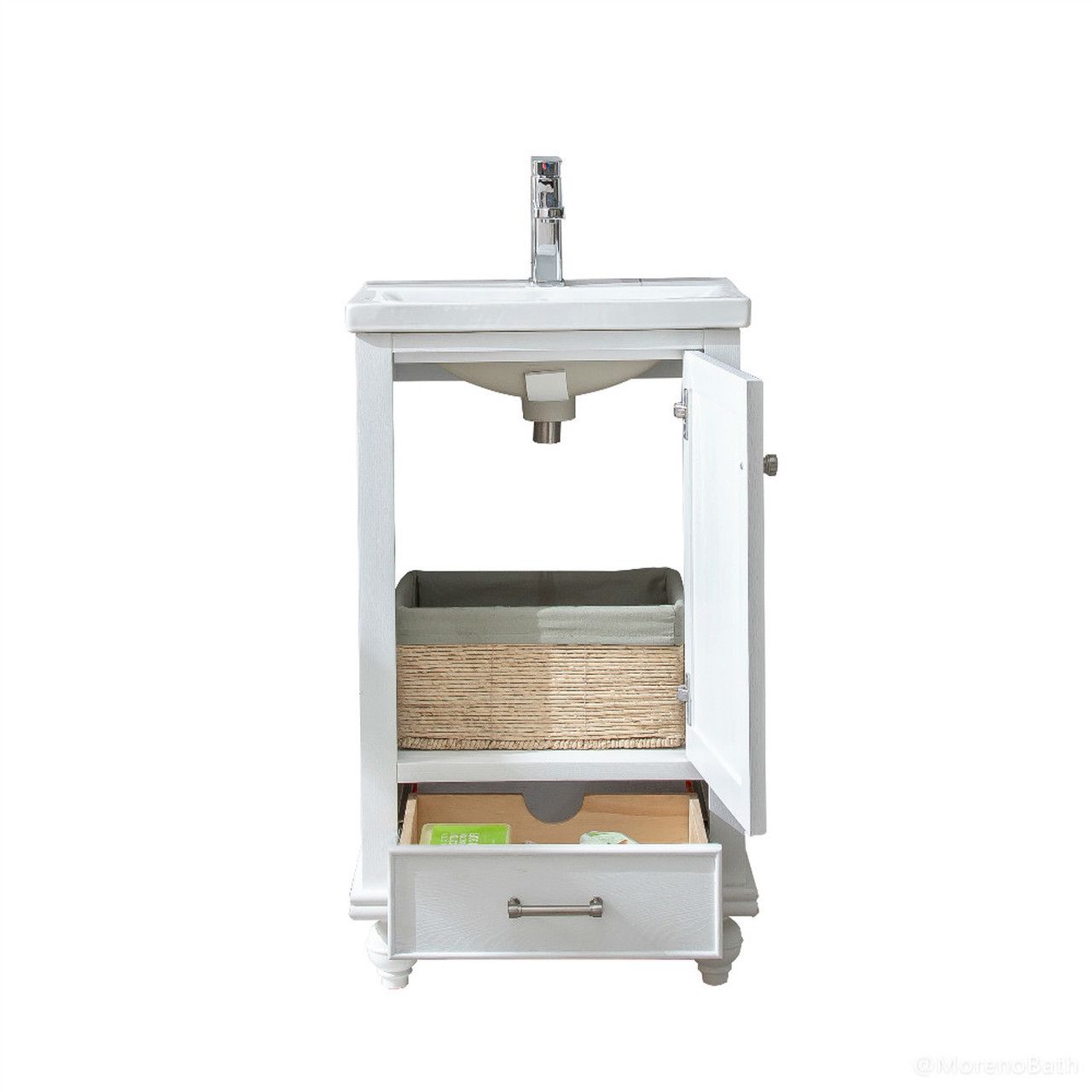 MELISSA 20'' SOLID WOOD SINGLE VANITY IN MATTE WHITE WITH CERAMIC TOP ...