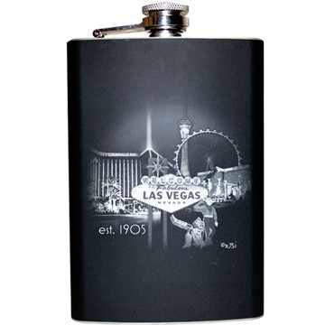 TALL Las Vegas Flask- Black and White Design- las vegas giftshop