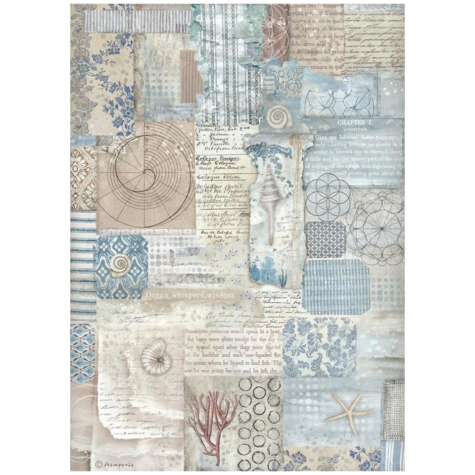 Stamperia A4 Decoupage Rice Paper - Silent Sea- Texture - Simply ...
