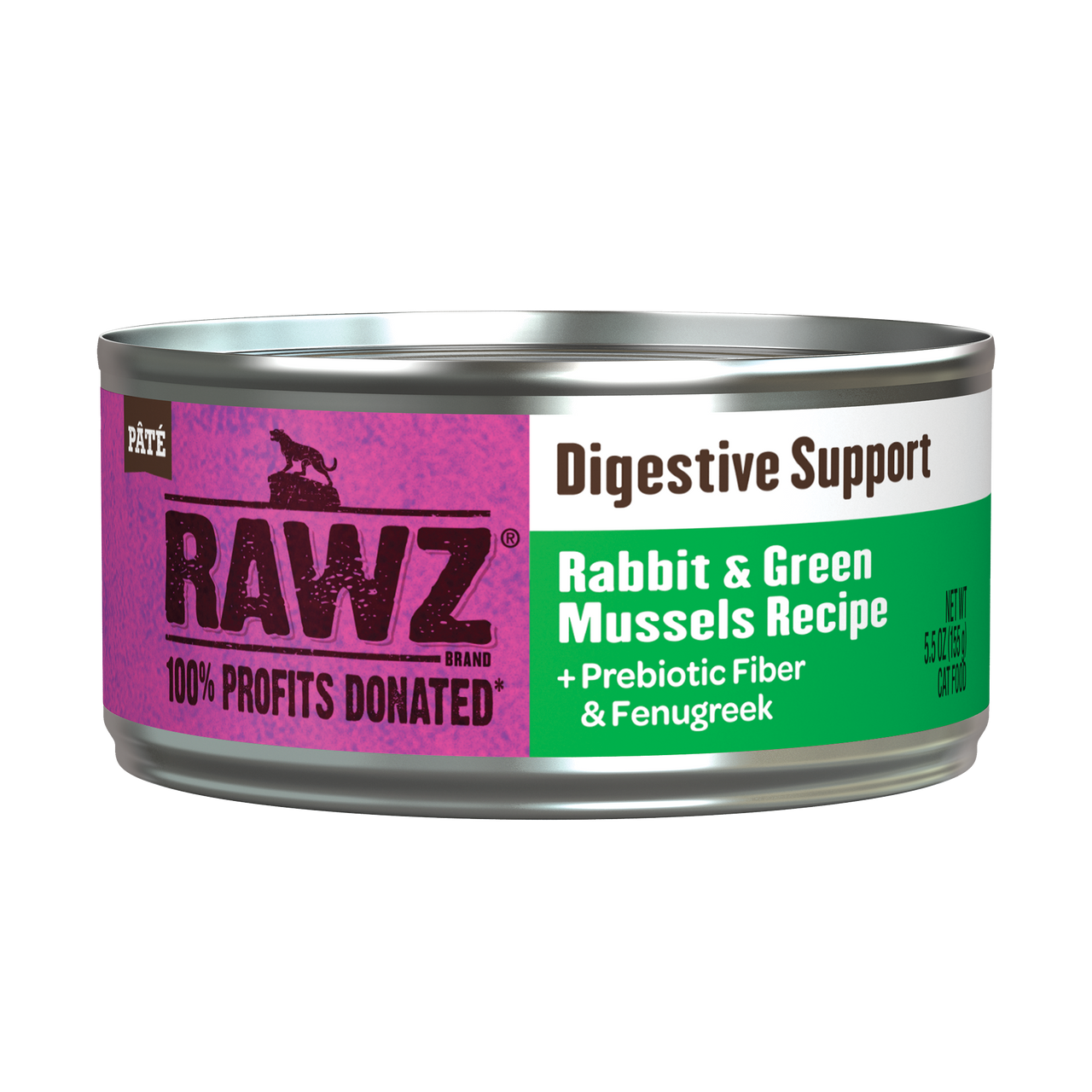 Rawz Digestive Support & Rabbit Green Mussel Cat Canned 5.5oz. - Pet ...