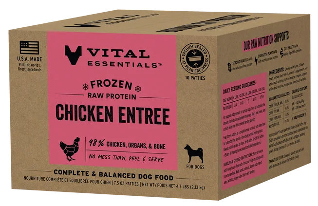 Vital Essentials Frozen Raw Dog Food Chicken 10 patties 4.7lbs - Pet ...