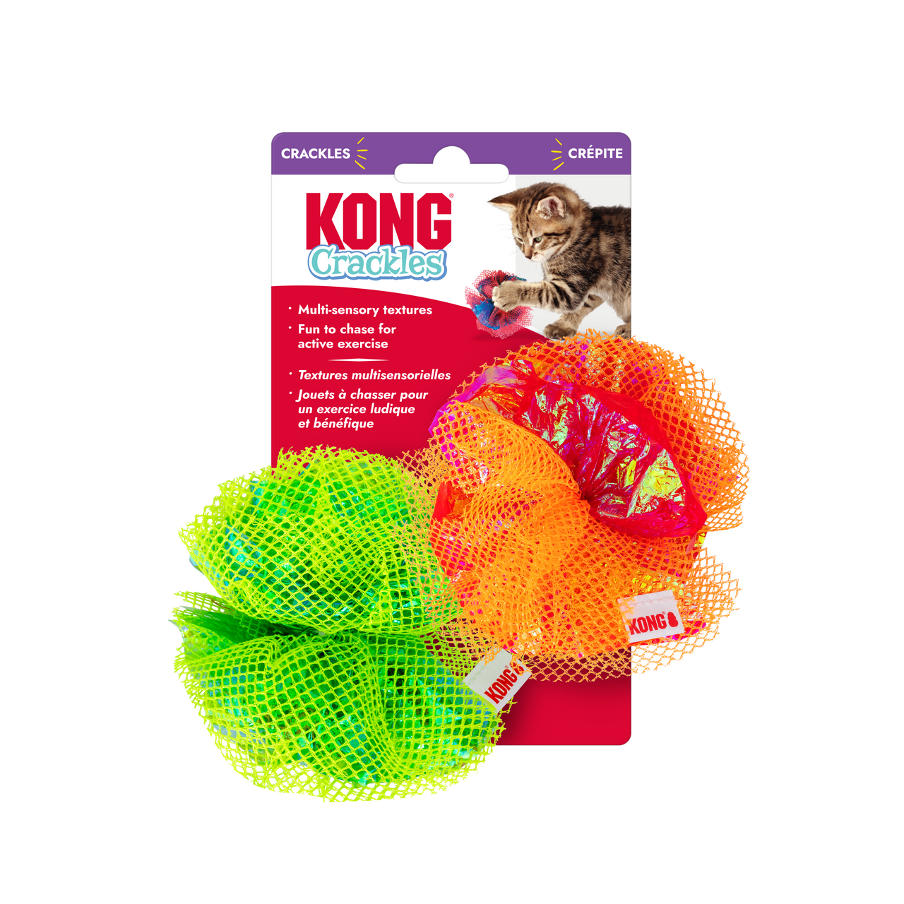 Kong Crackles Fluff Balls Assorted Cat Toy 2-pk - Pet Food Warehouse