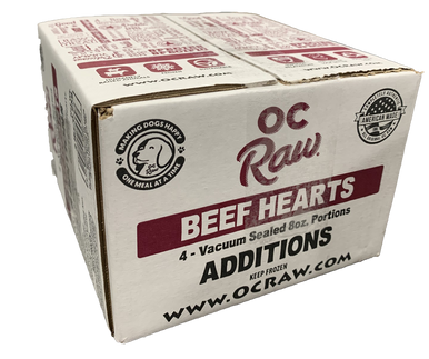OC Raw Additions Dog Frozen Beef Hearts 2lb - Pet Food Warehouse