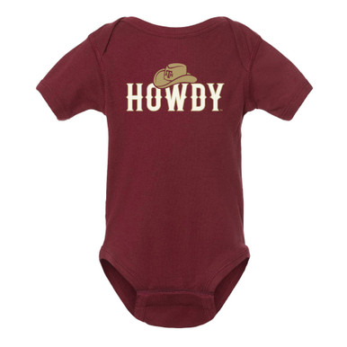 Infant Howdy Hat Onesie - Maroon - The Warehouse at C.C. Creations