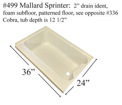 #499 Mallard Sprinter RV fiberglass bathtub - IconDirect.ca