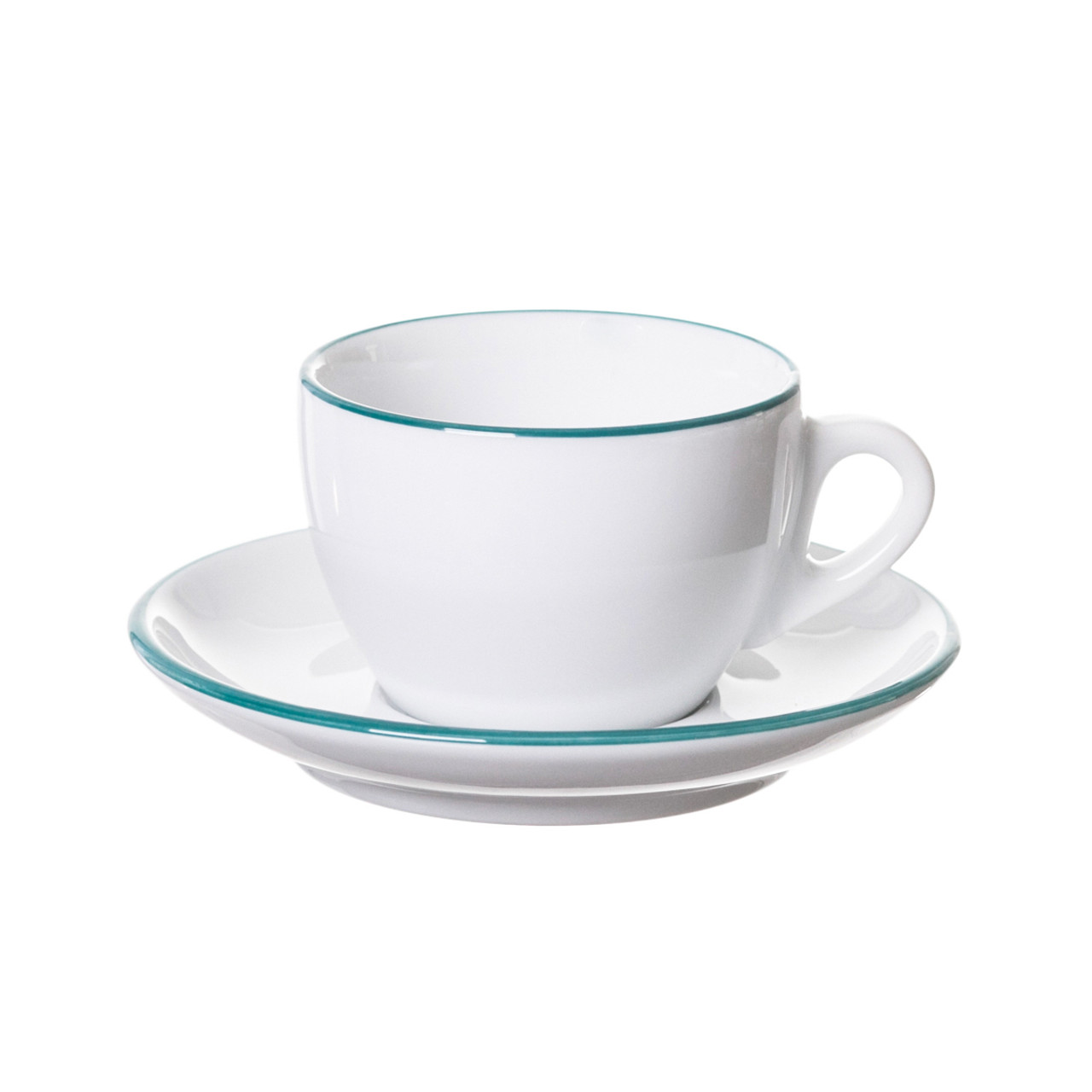 Ancap Verona Teal Painted-Rim Cups and Saucers