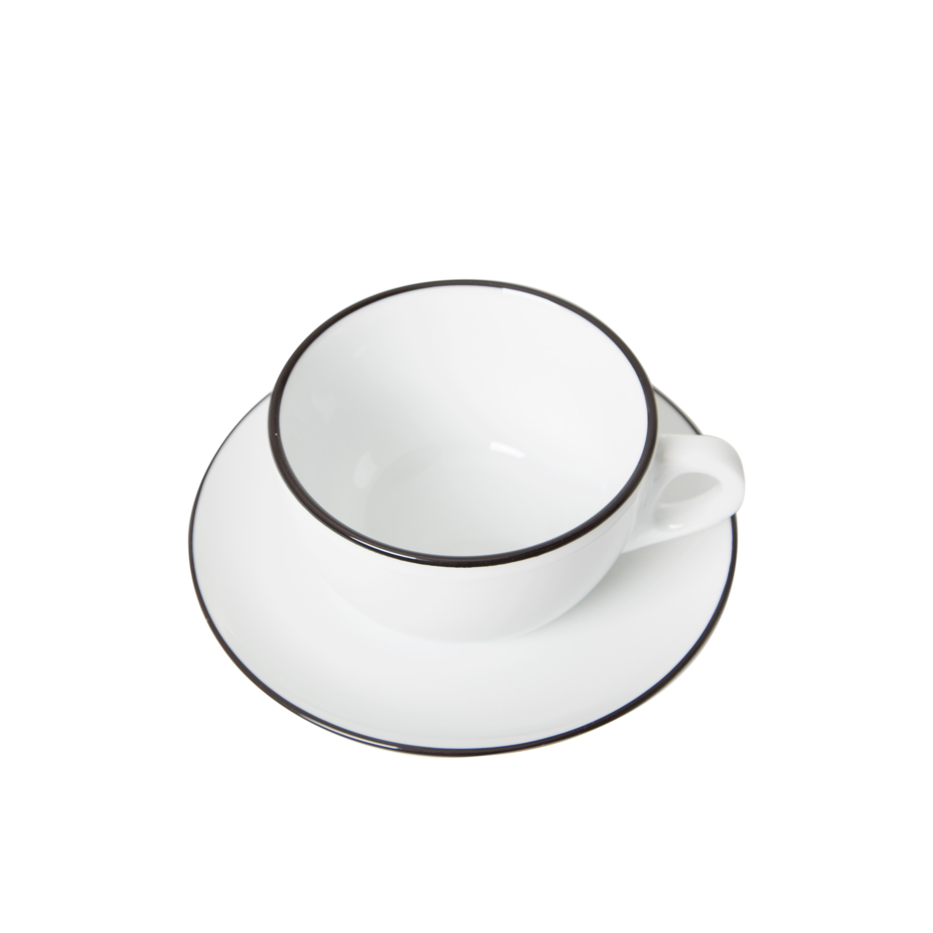 Ancap Verona Black Painted-Rim Cups, Saucers