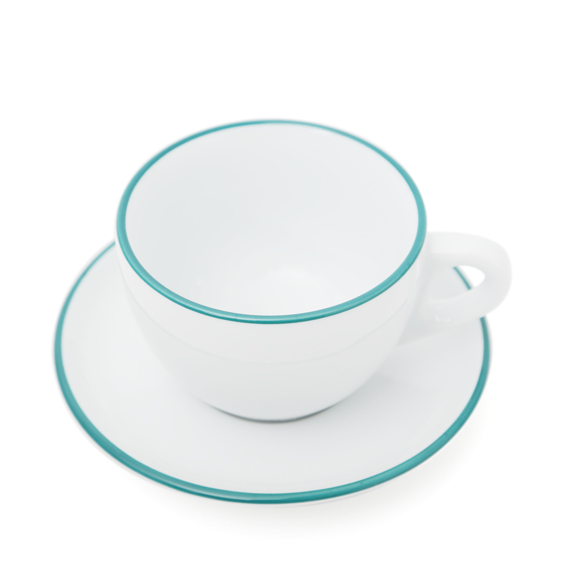 Ancap Verona Teal Painted-Rim Cups and Saucers