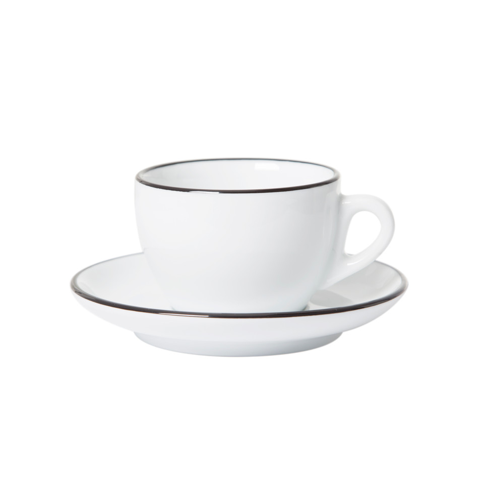 Ancap Verona Black Painted-Rim Cups, Saucers