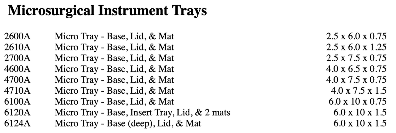 Microsurgical Instrument Trays