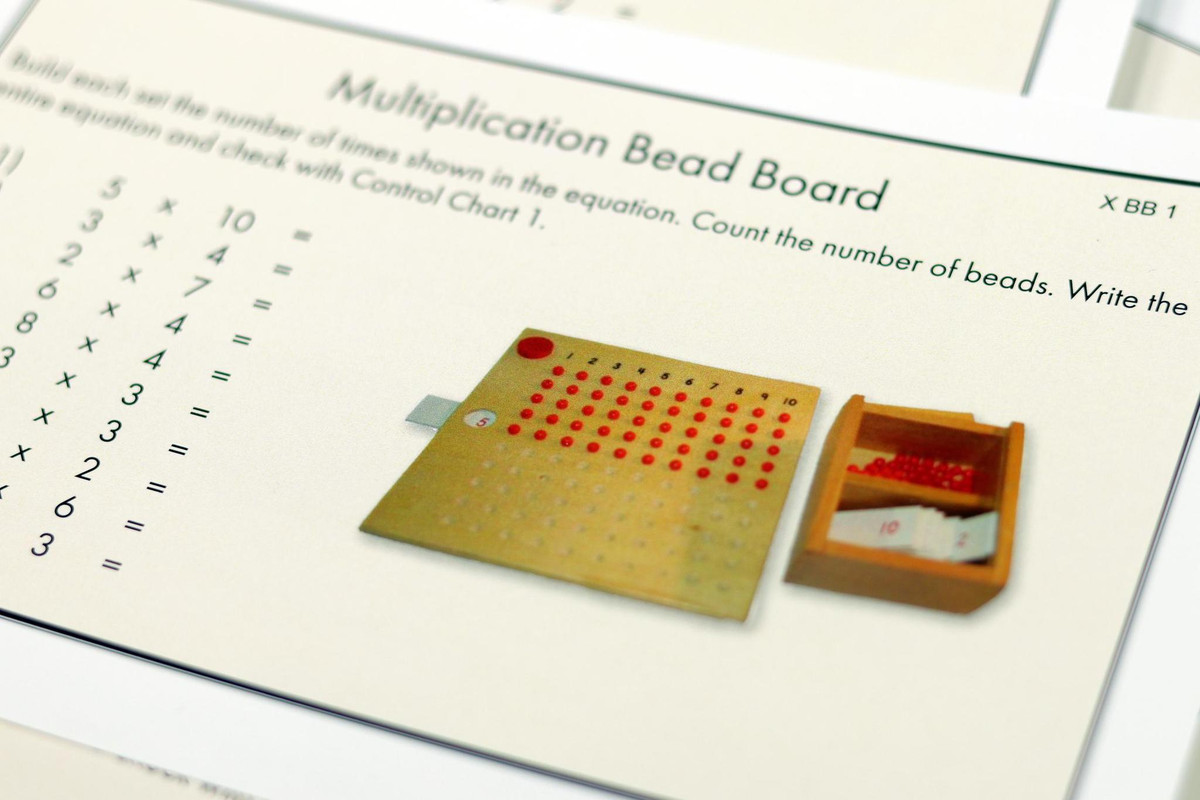 Multiplication Bead Board Task Cards. Level 3-6 | ETC Montessori
