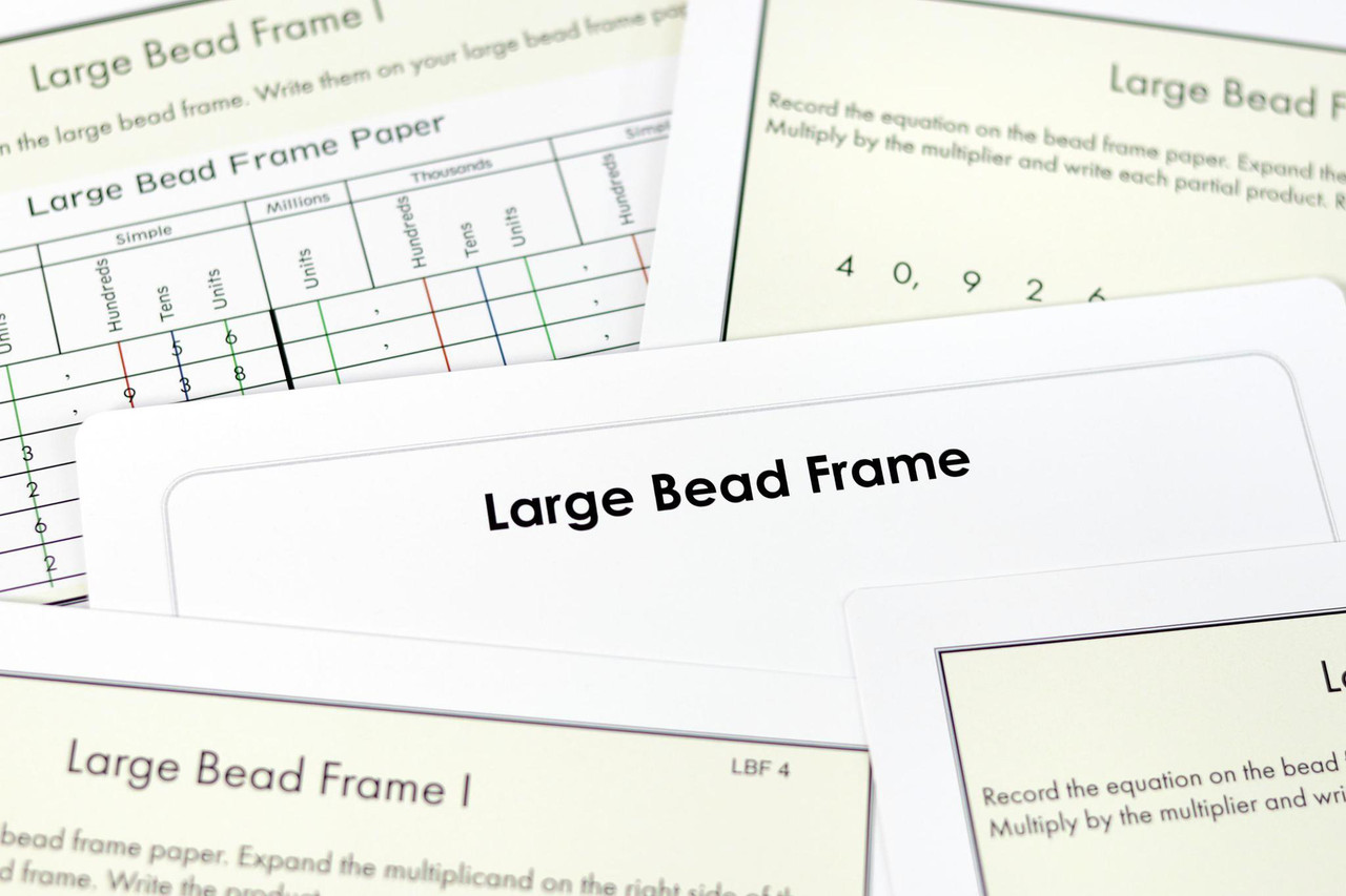Large Bead Frame Multiplication Task Cards. Level 3-6 | ETC Montessori