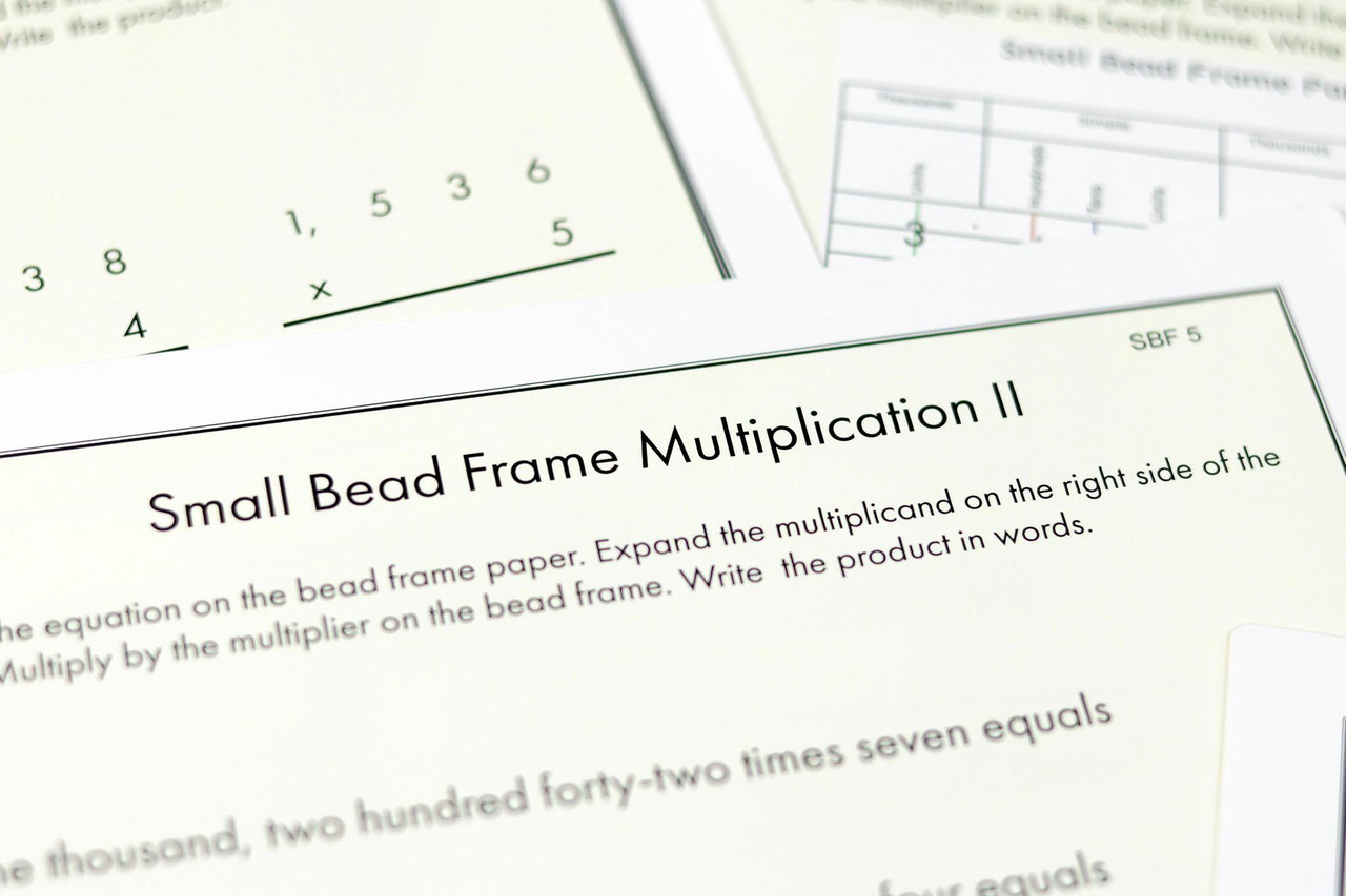 Small Bead Frame Multiplication Task Cards. Level 3-6 | ETC Montessori