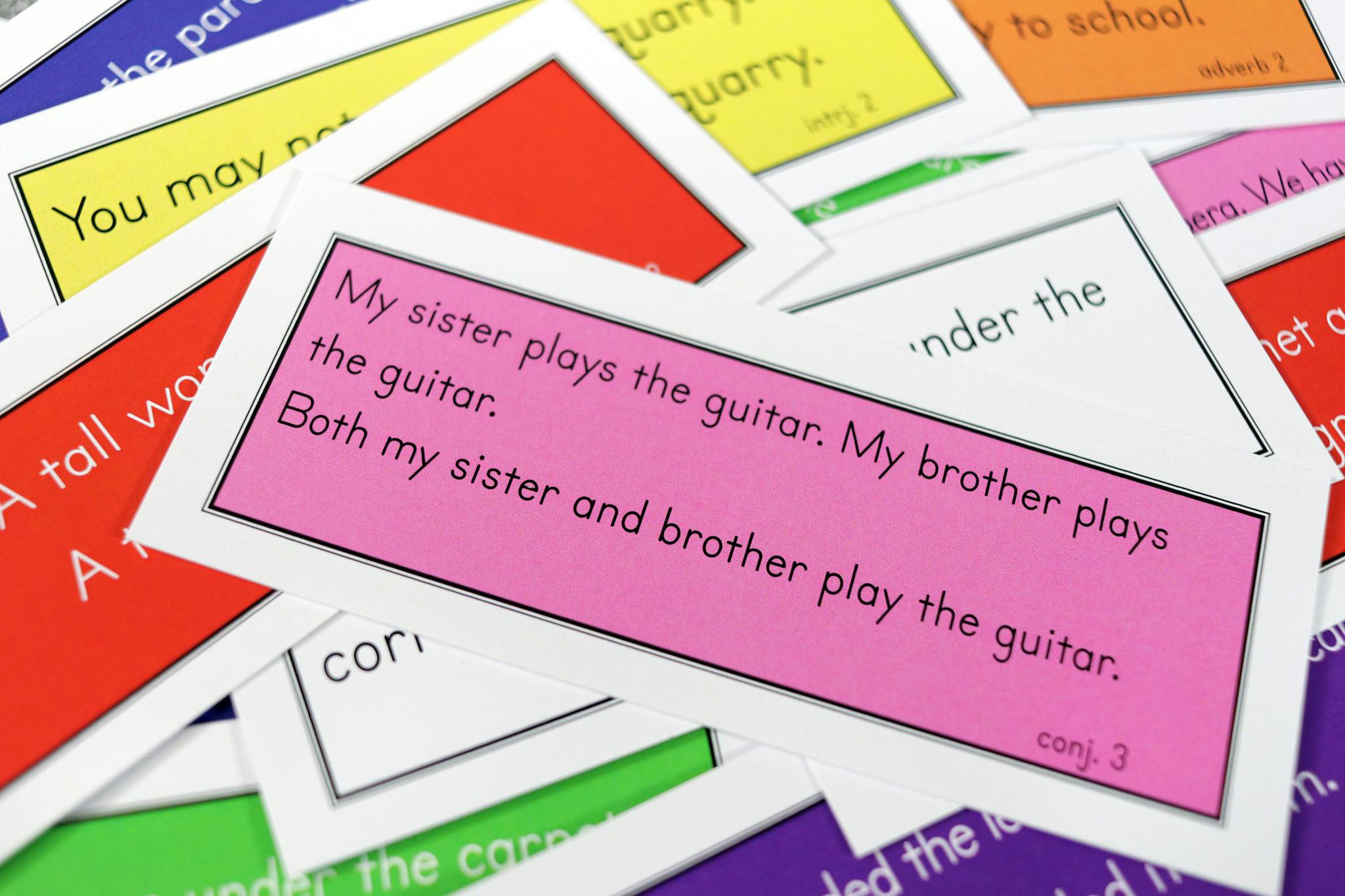 Grammar Box Sentences and Cards - Parts of Speech, Plastic | ETC Montessori