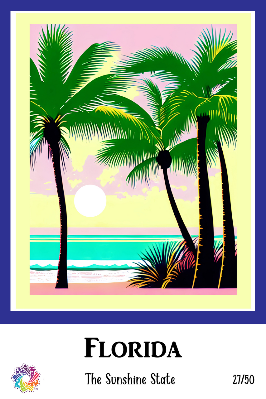 Florida - Floral States of America - Single Block