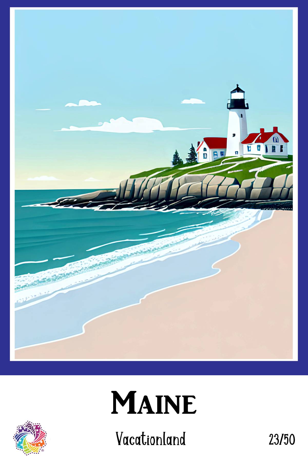 Maine - Floral States of America - Single Block