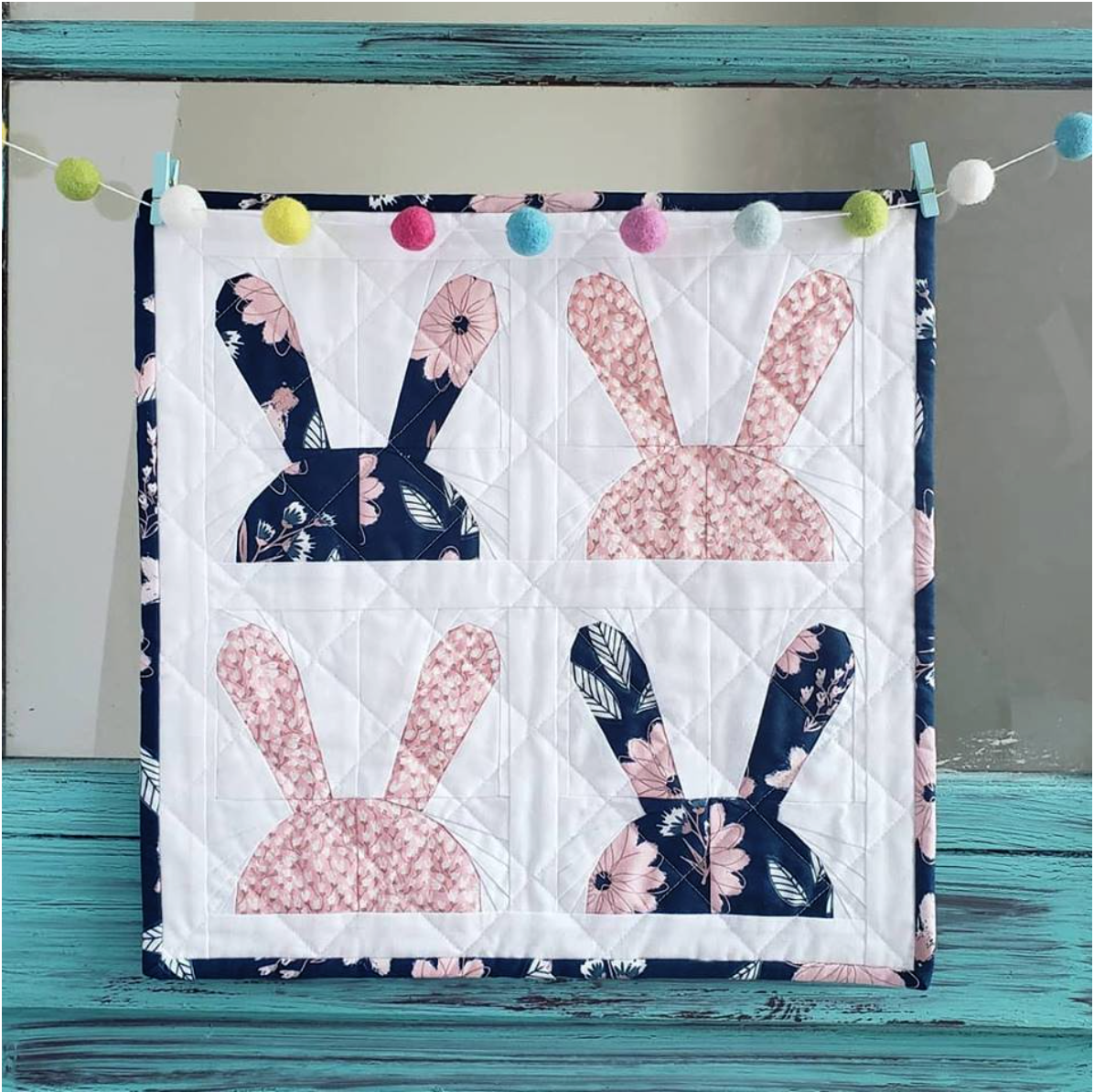 Paper Pieced Bunny Quilt Made with Cotton Cuts Classic Box Fabric by ...