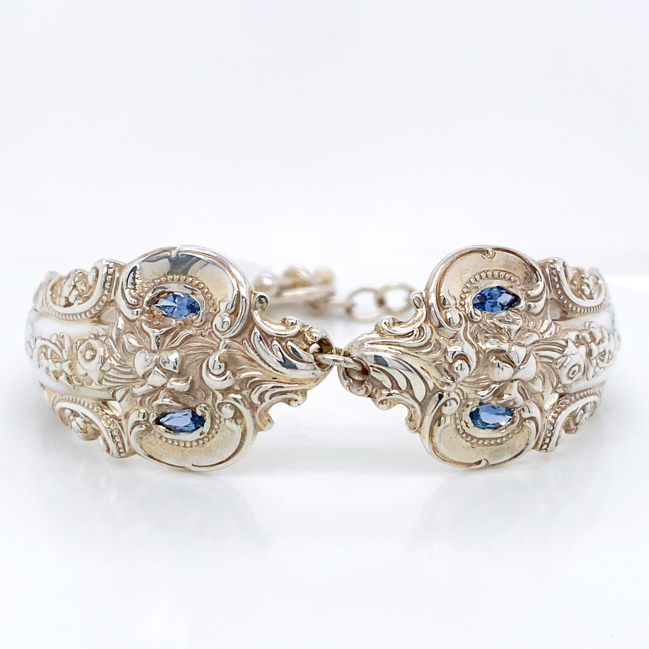Montana Yogo Sapphire Sterling Silver Marquise Spoon Bracelet
