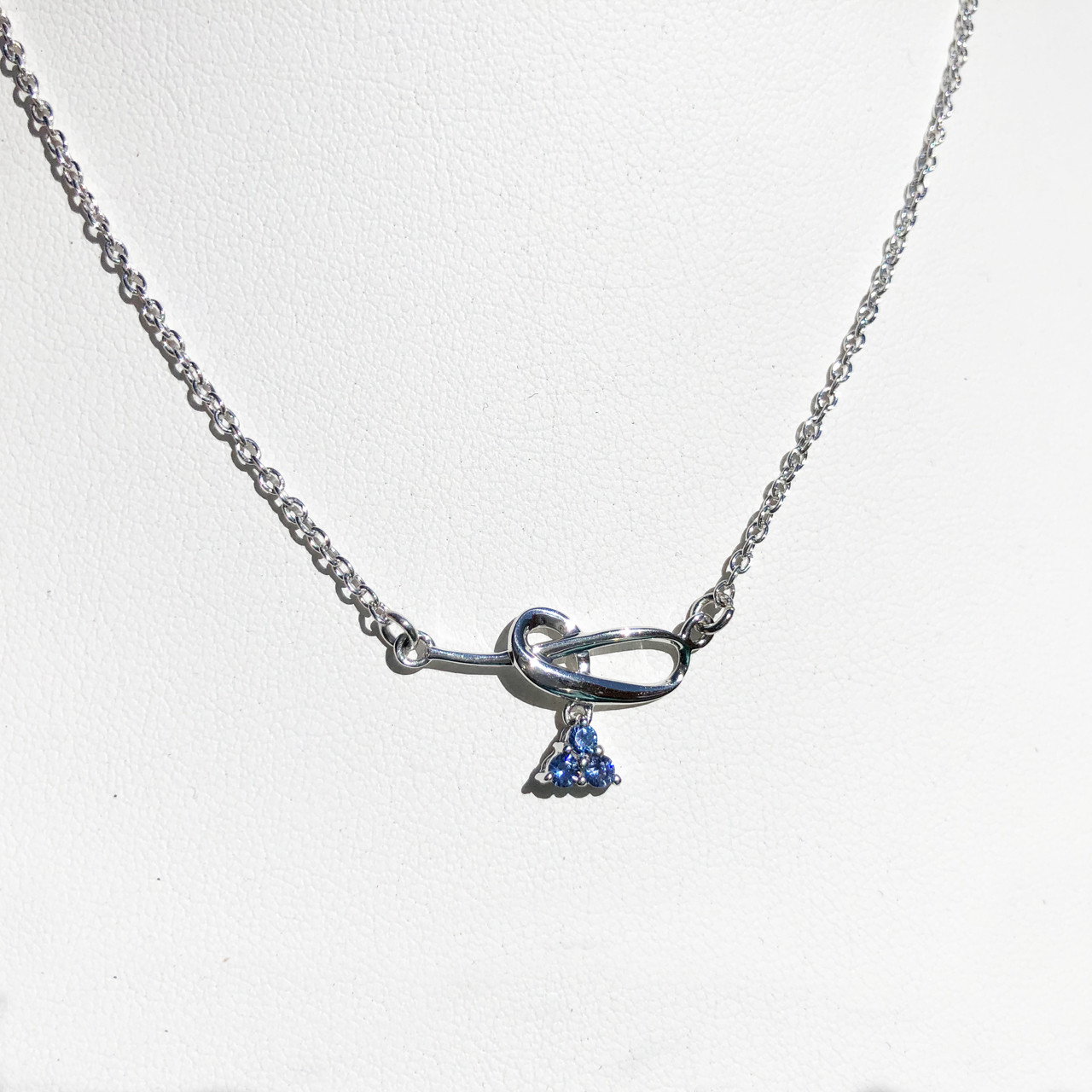 Montana Yogo Sapphire Tri Swirl Necklace Sterling Silver
