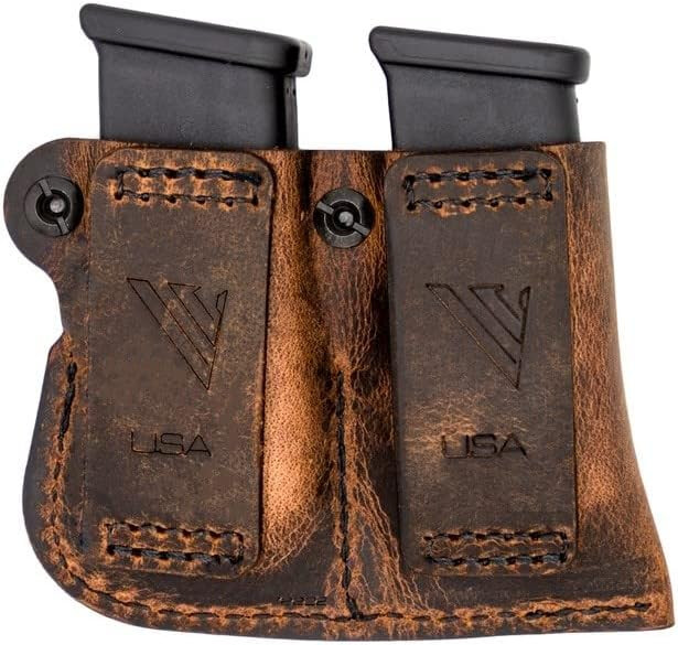 Versacarry Leather Double Magazine Carrier - Adjustable - Double Stack ...