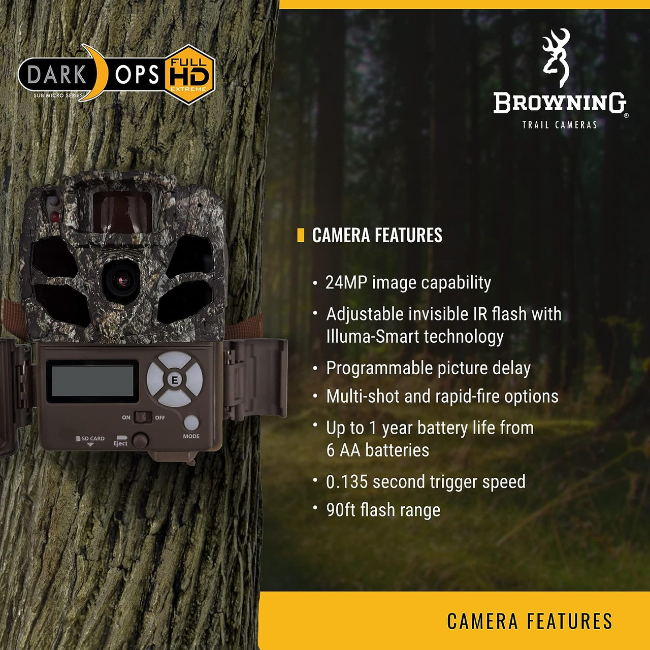 Browning Dark Ops Full HD Extreme Sub-Micro Camo Trail Camera - BTC ...