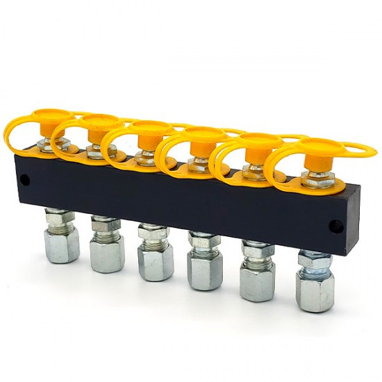 6 Point Remote Grease Manifold Kit - Complete with Fittings, Hose and ...