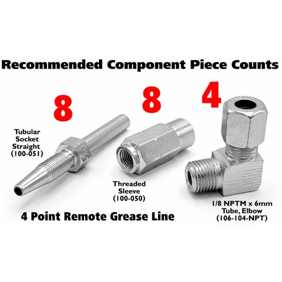 4 Point Remote Grease Manifold Kit - Complete with Fittings, Hose and ...