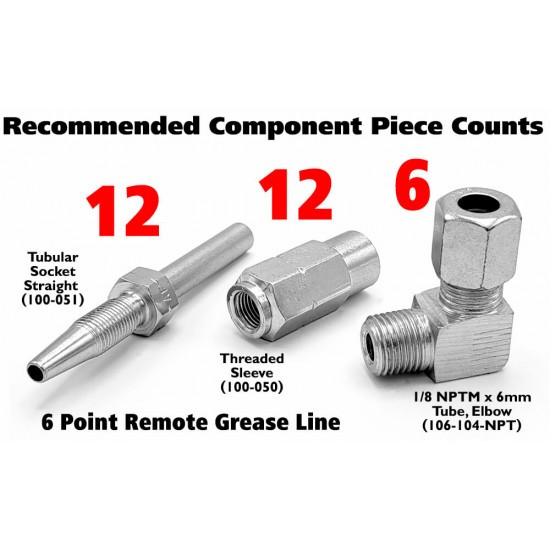 6 Point Remote Grease Manifold Kit - Complete with Fittings, Hose and ...