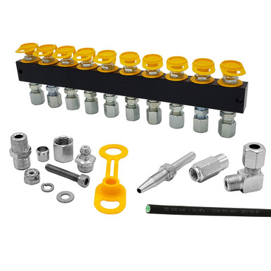 10 Point Remote Grease Manifold Kit - Complete with Fittings, Hose and ...
