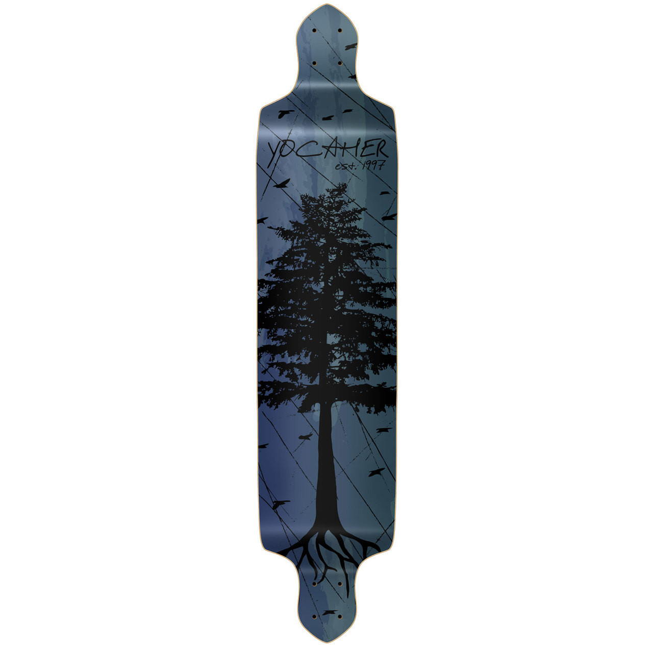 Drop Down Longboard Deck - In the Pines : Blue