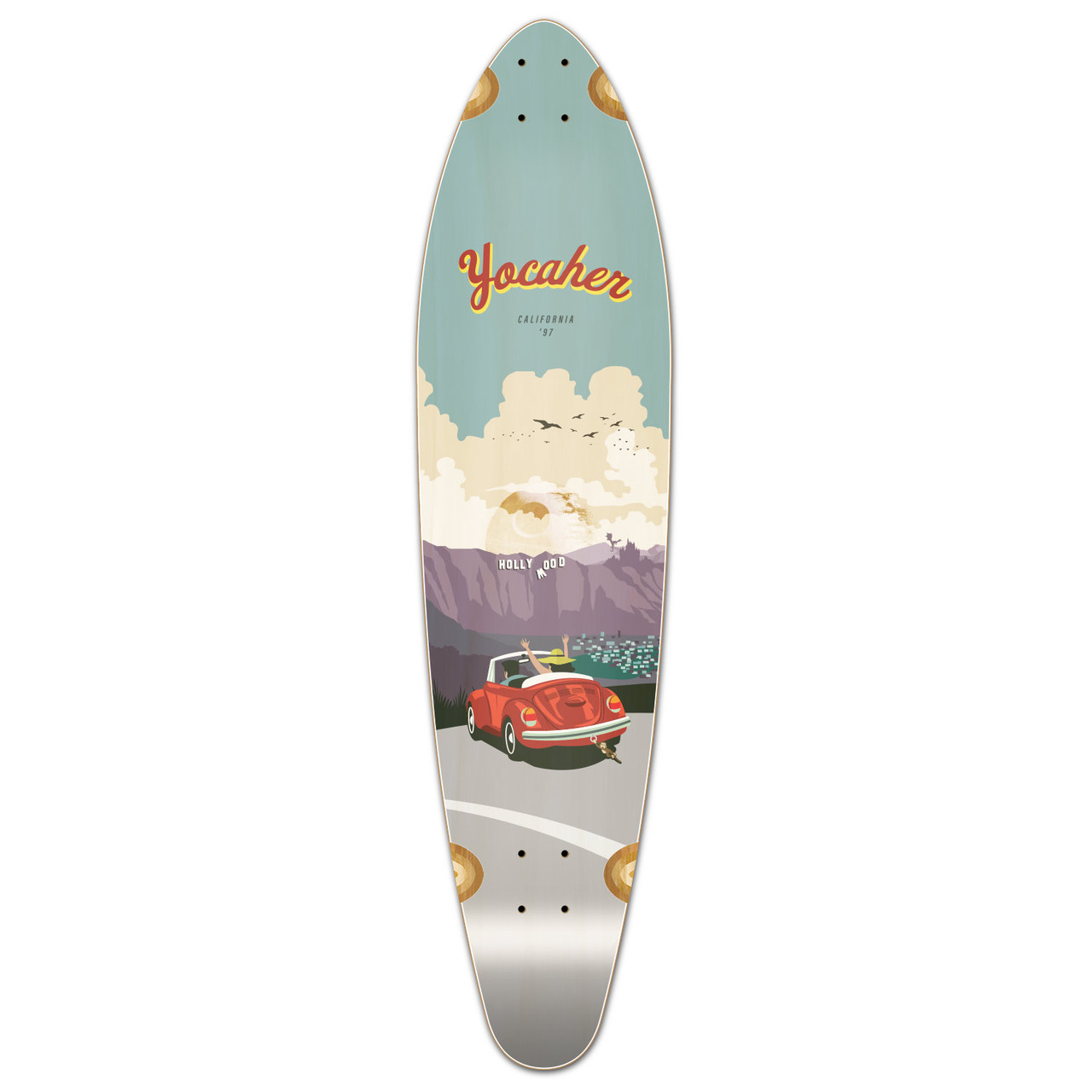 YOCAHER Kicktail Longboard 40" x 10" Deck - VW Beetle Red