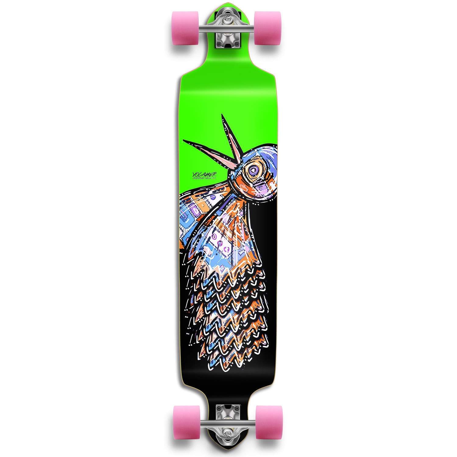 Drop Down Longboard Complete - The Bird Green