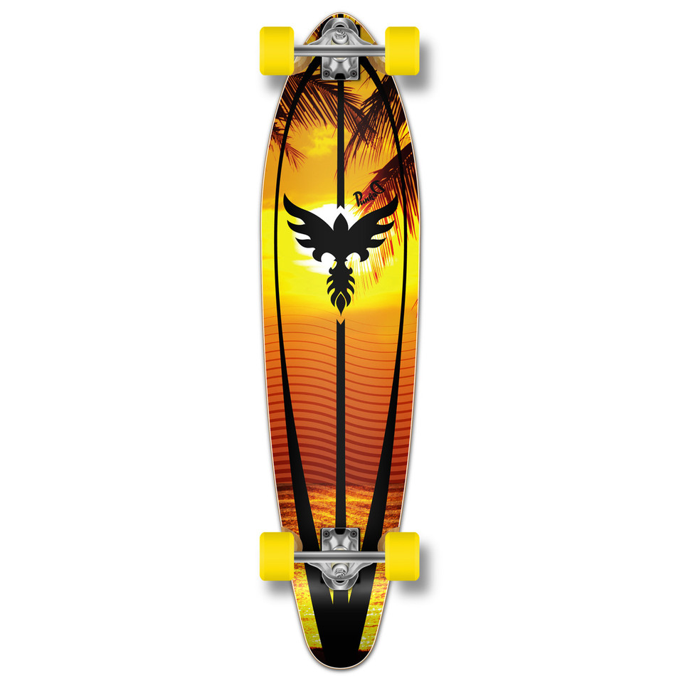 Punked Kicktail Sunset Longboard Complete