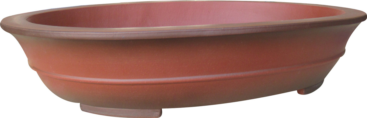 20" Slanted Banded Oval Unglazed Bonsai Pot (Dark Sand)