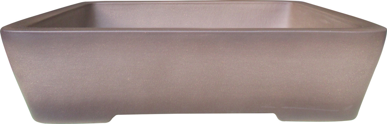 16" Unglazed Rectangle Smooth Rounded Bonsai Pot (dark sand)