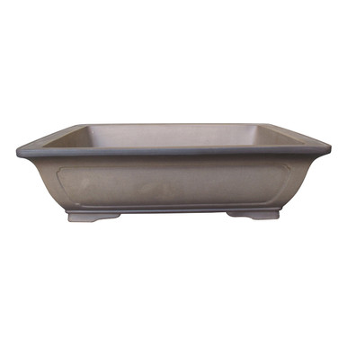 20" Slanted Rectangular Unglazed Bonsai Pot (Dark Sand)