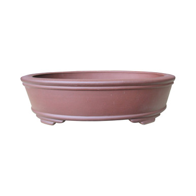 13" Slanted Oval Unglazed Bonsai Pot