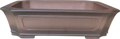 13" Shallow Slanted Indented Corner Rectangular Unglazed Bonsai Pot ...