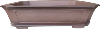 20-inch Slanted Paneled Shallow Rectangular Unglazed Bonsai Pot (Dark Sand)