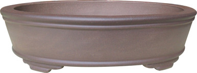13" Slanted Oval Unglazed Bonsai Pot