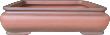 17" Unglazed Rounded Rectangle Defined Rim Bonsai Pot (dark brown)
