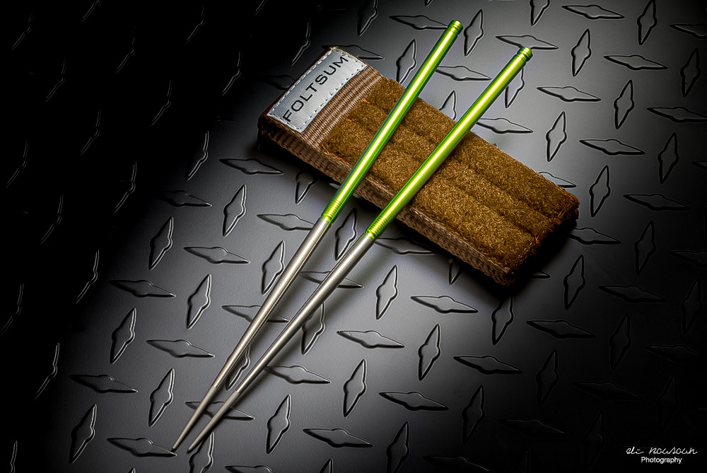 Alan Folts 2 Piece Takedown Titanium Chopsticks Annodized Toxic Green w ...