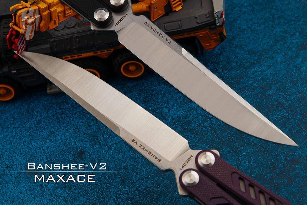 Maxace Knives MBIV Banshee V2 Butterfly Knife Drop Point Stonewash ...