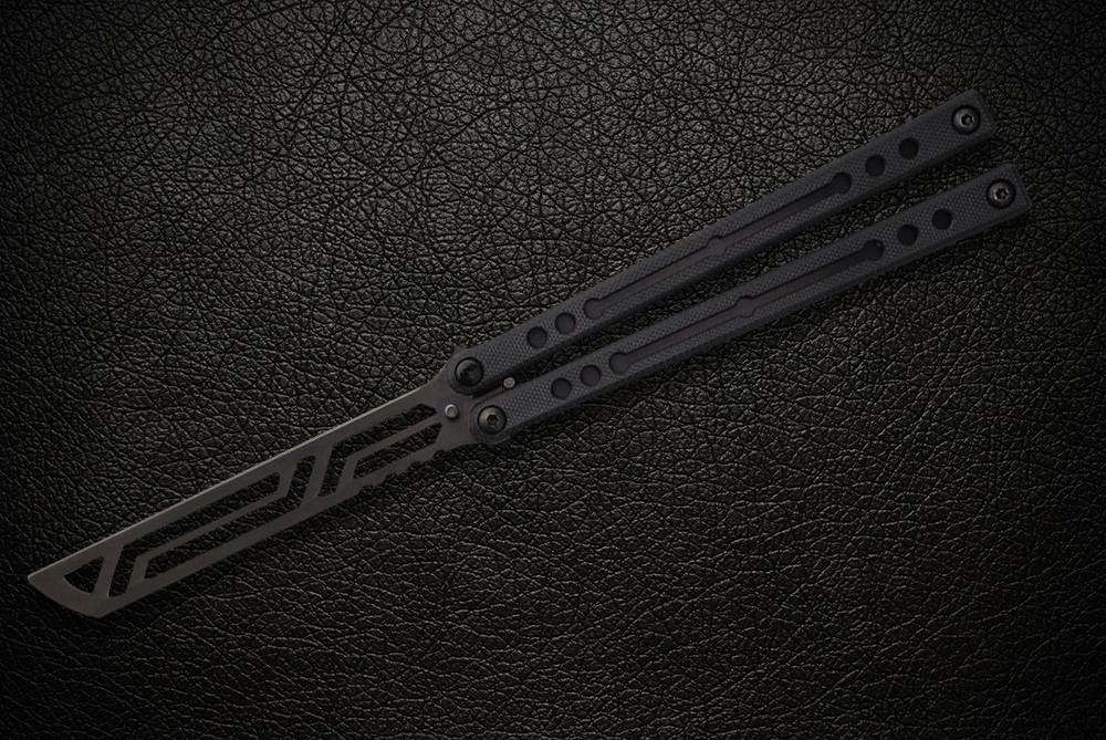 Squid Industries Inked Series Nautilus Butterfly Balisong Black Trainer ...
