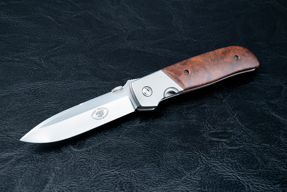 Robert Terzuola Custom TTF-3A Liner Lock Knife Satin Finish Spear Point ...